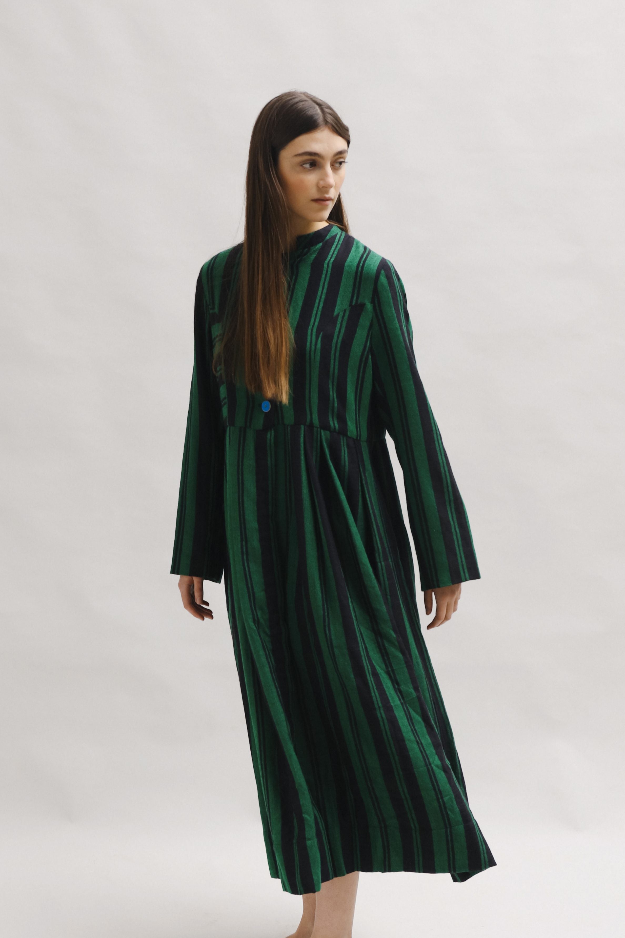 Folklore 34 Silk and Wool Striped Handmade Midi Dress by Injiri – KAHRA ...